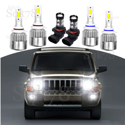 For Jeep Commander 2006-2010 6000K White LED Headlight Fog Light Bulbs ...