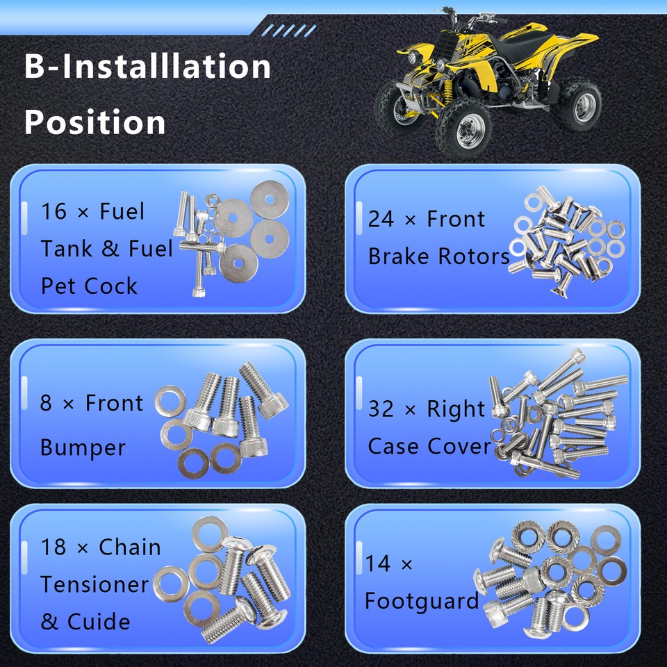 667pcs Stainless Steel Body Screw Bolt Kit for Yamaha Banshee 350 ...