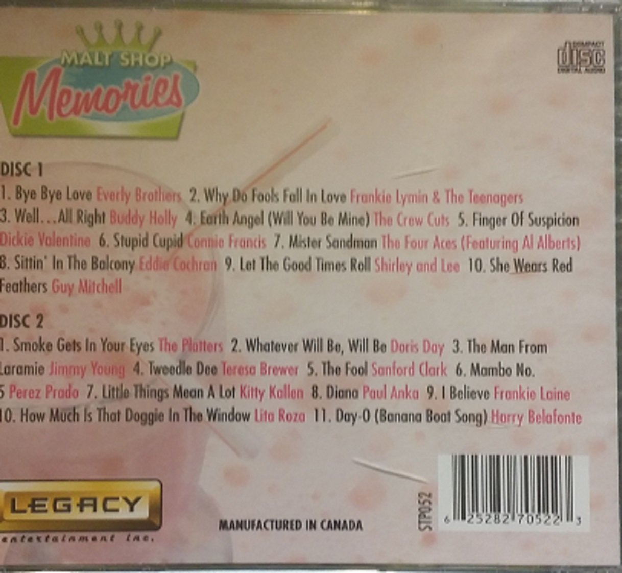 RARE Essentials Malt Shop Memories 2 CD Set IMPORT Legacy Cd5273 for ...