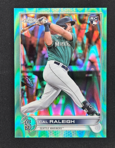 2022 Topps Chrome Sonic Cal Raleigh #149 AQUA WAVE Refractor RC /199 ...