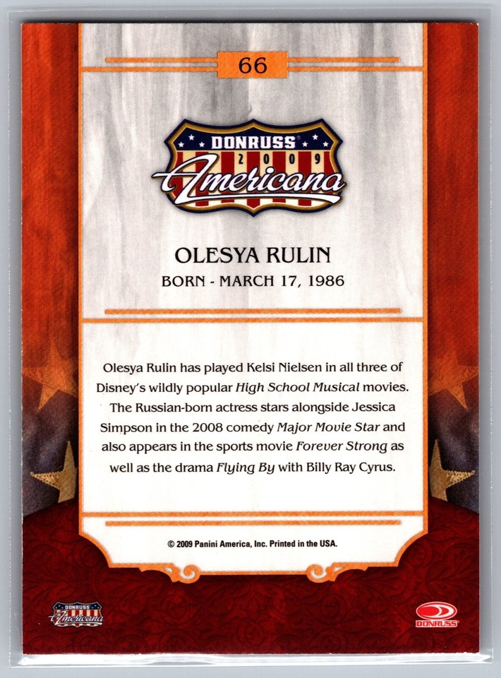 2009 Donruss Americana Retail Olesya Rulin #66 | eBay