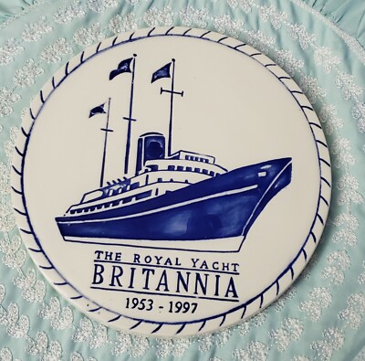Vintage The Royal Yacht Britannia 1953-1997 Porcelain Trivet, Made In ...