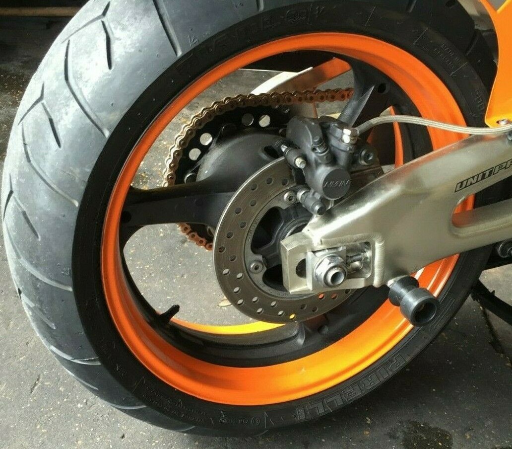 CUSTOM ORANGE MOTORCYCLE INNER RIM DECALS WHEEL STICKERS STRIPES TAPE ...