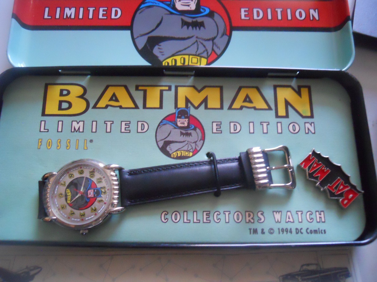 Batman blk leather Fossil watch.quartz battery water resistant watch.Li ...