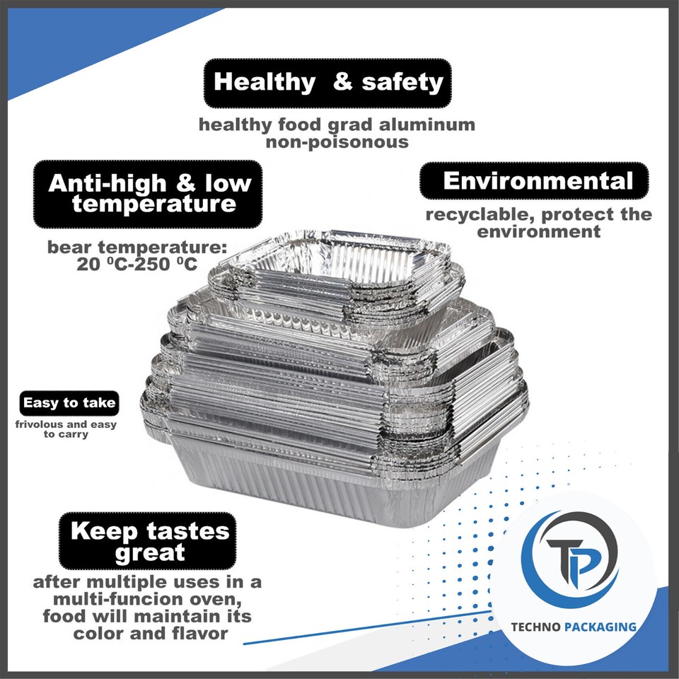 Aluminium Food Foil Containers With Lids Takeaway Disposable No.2 No6a No.1 | eBay UK