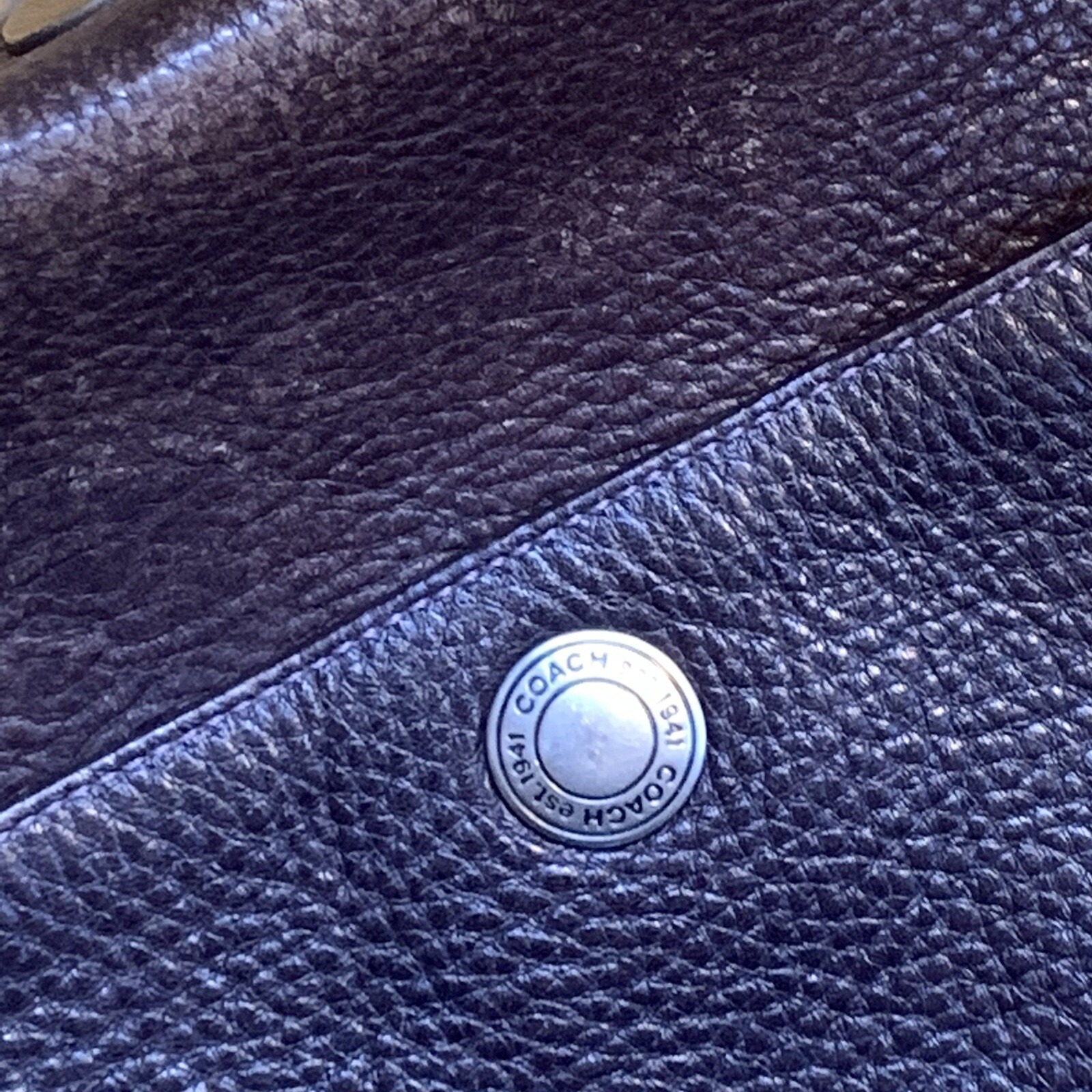 Coach 10132 Distressed Pebbled Leather Dark Brown Che… - Gem