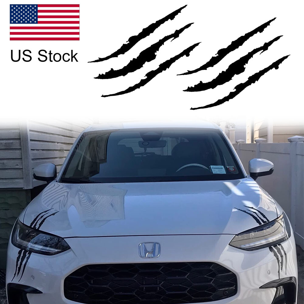 2Pcs Vinyl Black Claw Scratch Decal Exterior Stickers Fit Car Headlight ...