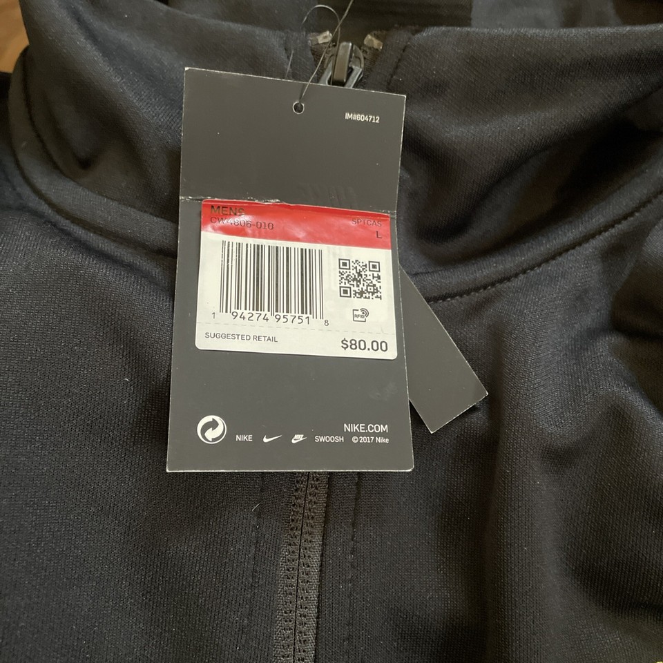 NWT Nike Dry Fit Sweat Suit Mens Size L Full Zip Embroidered Logo ...