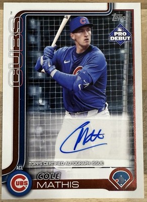 2025 Topps Pro Debut Cole Mathis Rookie Auto Chicago Cubs #PD-43 | eBay