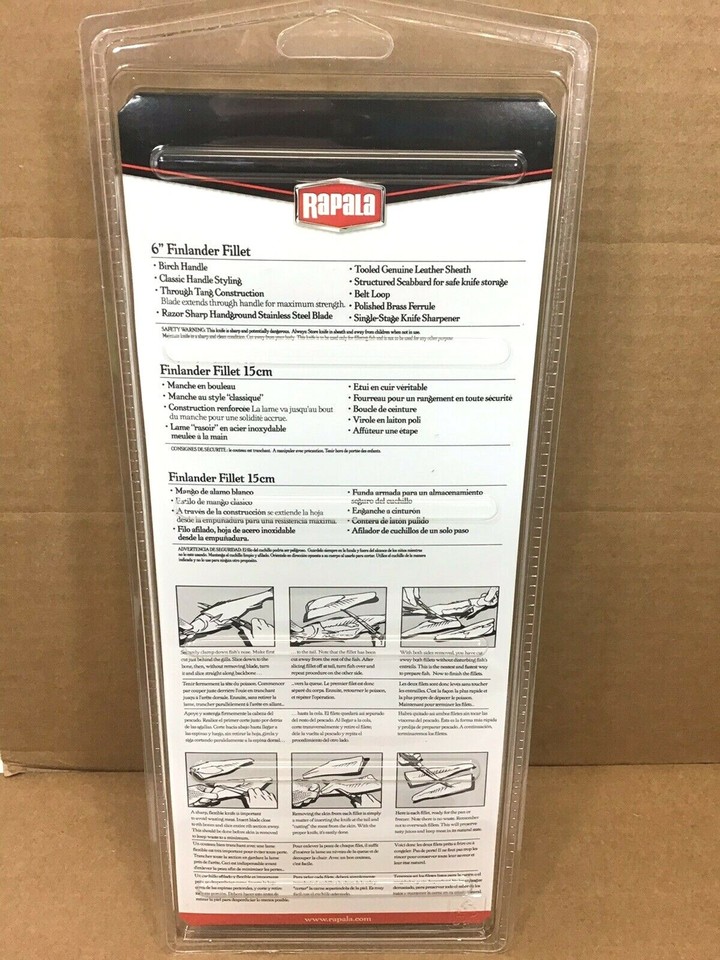 Rapala 6 inch Finlander Fillet Knife With Leather Sheath and Sharpener ...