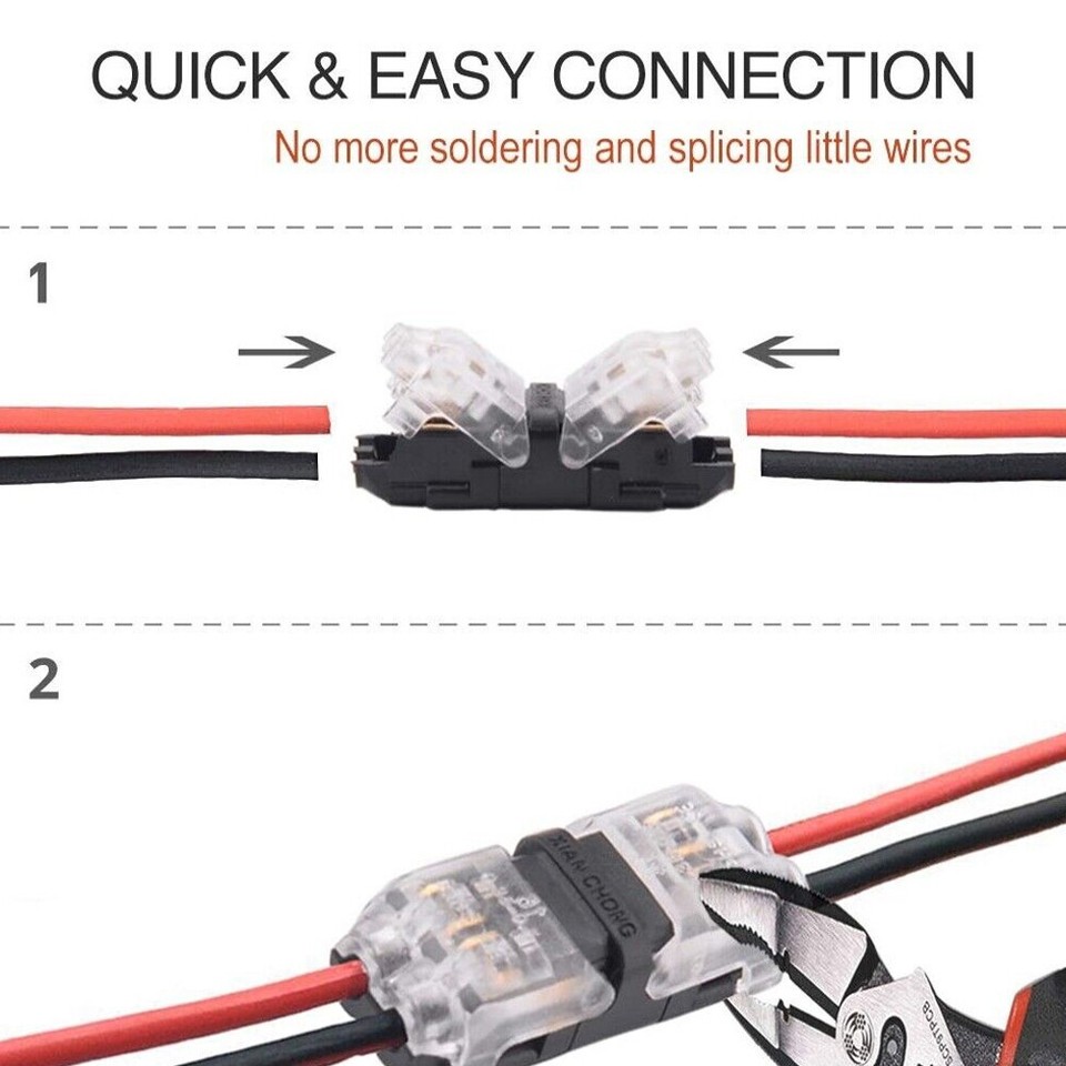 24Pack Quick Solderless Wire Splice Connector, 2 Way Automotive Fits 18 ...