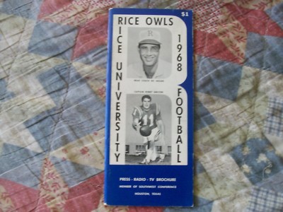 1968 RICE OWLS FOOTBALL MEDIA GUIDE Yearbook Press Book Program College ...