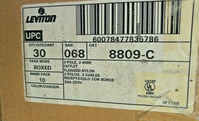 Leviton 8809-C 2-Pole, 3-Wire Flanged Outlet 20 amp-250 Volt Qty 30 | eBay