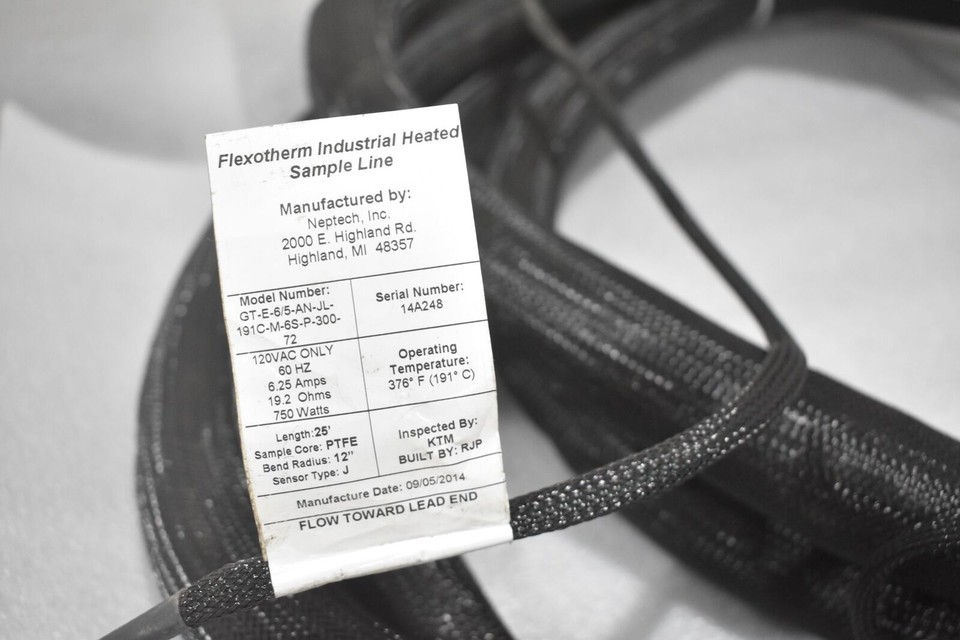 NEPTECH GT-E-6/5-AN-JL-191C-M-6S-P-300-72 FLEXOTHERM HEATED SAMPLE LINE ...