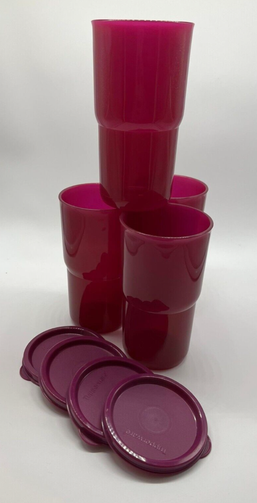 Tupperware Tabletop Tumblers 12 oz Set of 4 Burgundy Wine Purple with ...