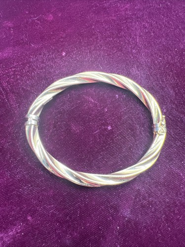 18kt Yellow Gold Italy Twist Cable Style Hinged Bangle Bracelet 9g M | eBay