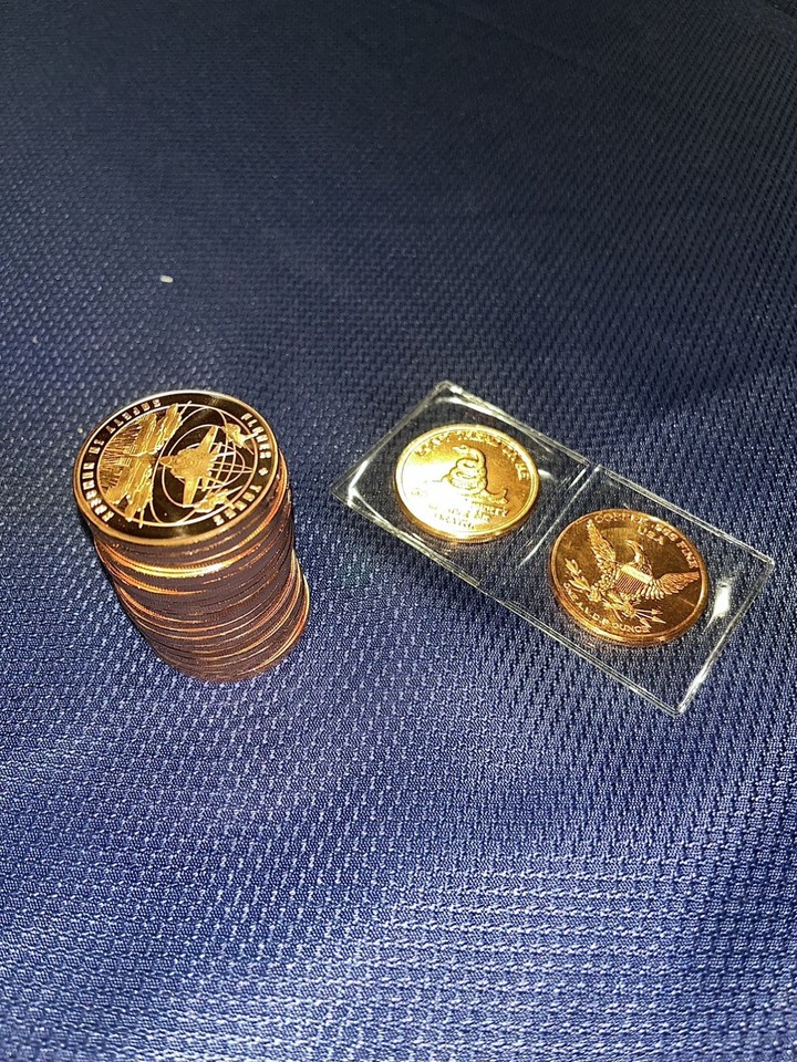 Lot of 20 1 OZ Mixed Design Copper Rounds - .999 FINE COPPER - BULLION ...