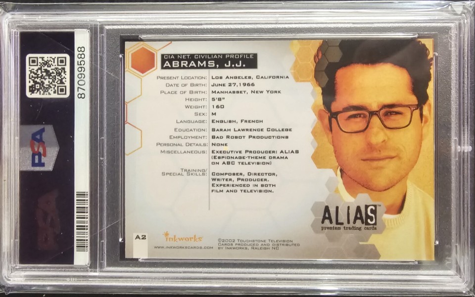 2002 Inkworks Alias Authentic Signature #A2 J. J. Abrams AUTO PSA 9 | eBay