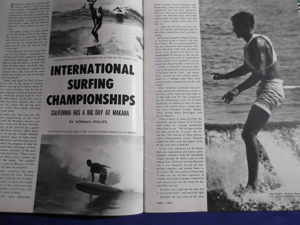 SURFING MAGAZINE-MAY 1964-VOL1 NO3-MAKAHA CHAMPIONSHIPS-HONOLULU BAY ...