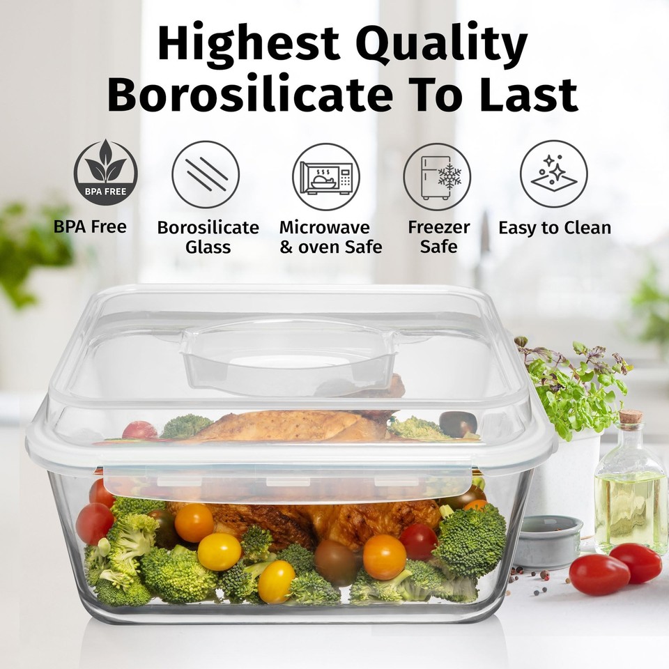 6500 ML / 220 oz / 28 Cup LARGE Glass Food Storage Container with ...