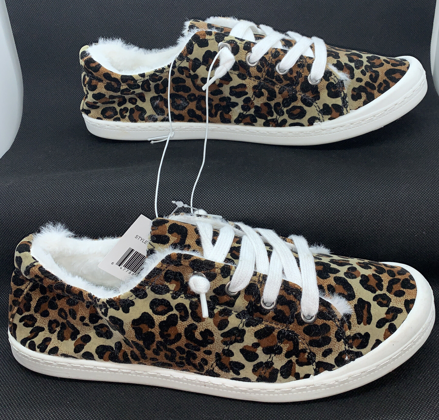 New Shaboom Womens Leopard Fuzzy Sneakers Size 10 | eBay