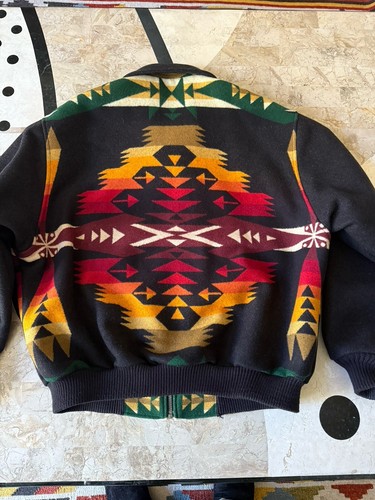 USA Made Pendleton Indian Aztec Print Wool Blend Bomber Jacket Men's XL ...
