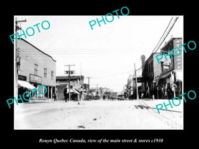 OLD POSTCARD SIZE PHOTO ROUYN QUEBEC CANADA THE MAIN STREET & STORES ...