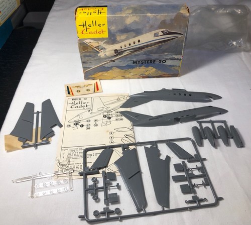 Vintage Heller Cadet Mystere 20 Jet 1:130 Airplane Plastic Model Open ...