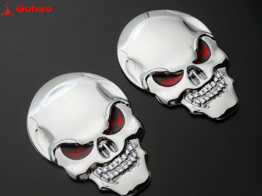 8cm Devil Skull Demon Emblems Badge Decal Sticker Metal 3D Motorcycle ...