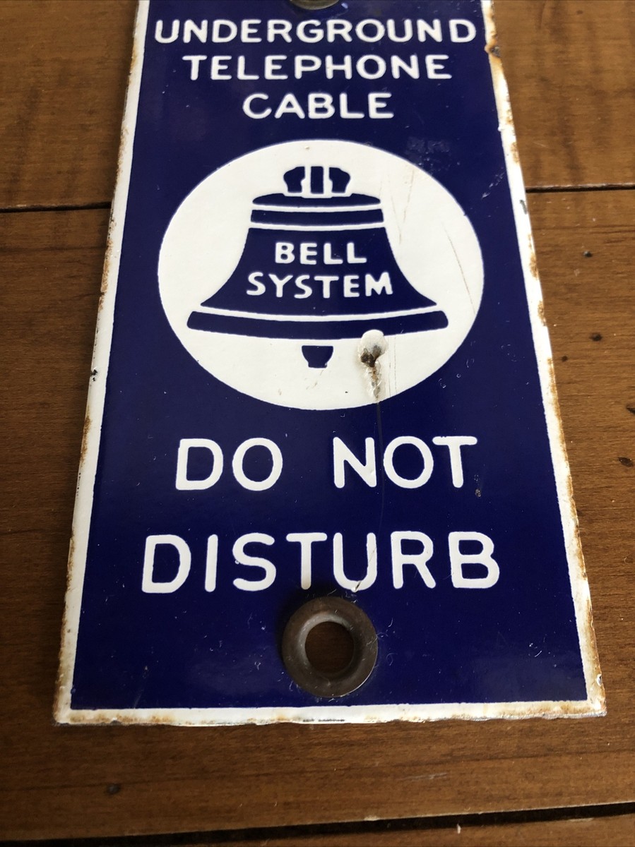 Blue Bell Vintage Porcelain Signs Bell System Blue Glass Sign 24" X 4"