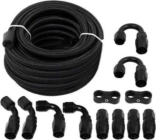 6AN 8AN 10AN 10FT 20FT CPE Braided Nylon Fuel Line Kit Hose end ...