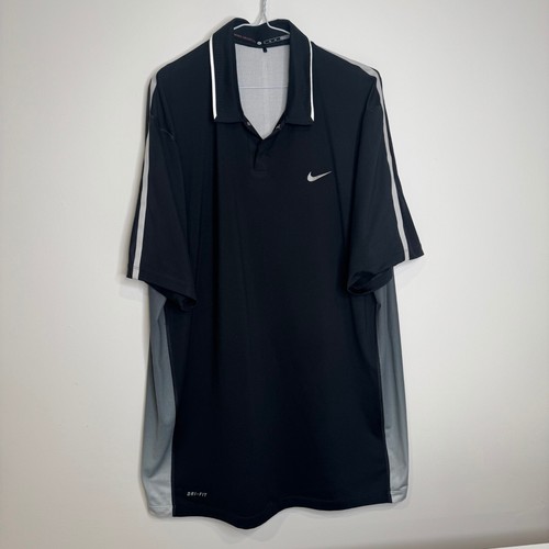 Nike Tiger Woods Collection TW Glow Polo Shirt Size XL Black Grey White ...