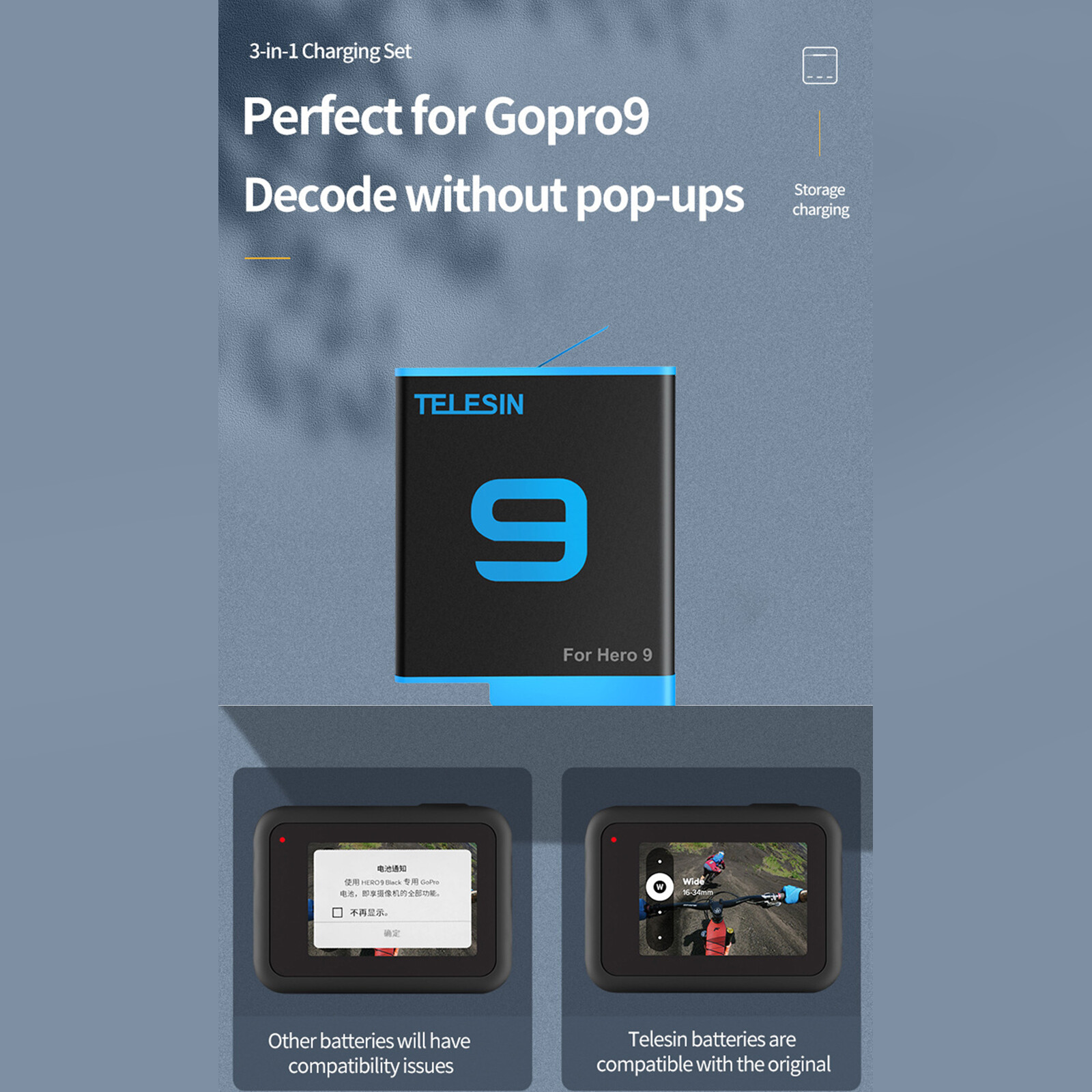 3-Channel Quick Battery Charging Charger Station Box for GoPro Hero 9 ...