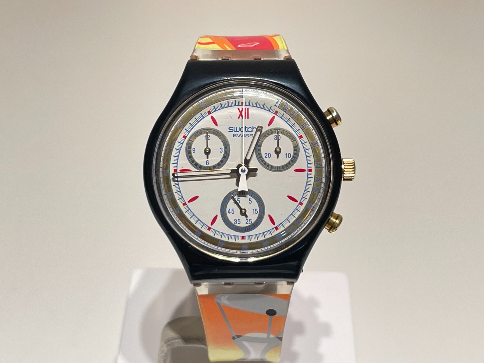 VINTAGE BEAUTIFUL RACING STYLE MEN'S CHRONOGRAPH QUARTZ WATCH "SWATCH ...