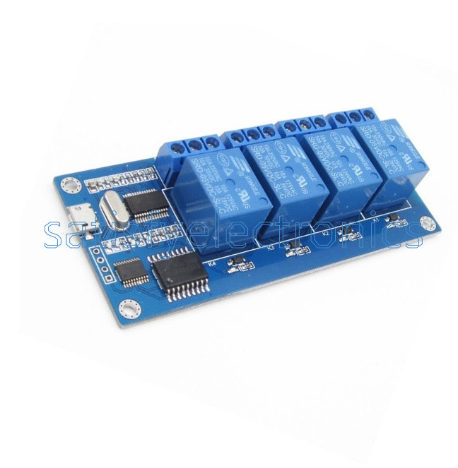 MICRO USB 5V 4-Channel Relay Module USB Control Relay Module serial ...