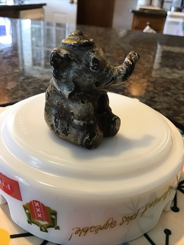 ANTIQUE HUBLEY TOY CO USA CAST IRON CIRCUS ELEPHANT PAPERWEIGHT MINI ...