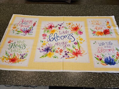 Full Bloom Panel 23x42 P&B Textiles Love Grows Here Live Life Blocks | eBay
