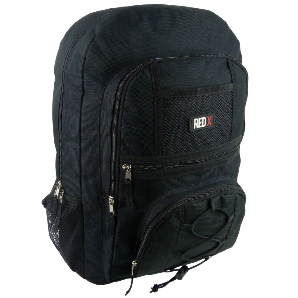 Mens Boys Black Backpack by RED X ® Rucksack School College Uni Bag ...