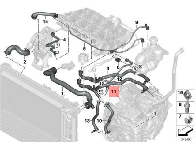 BMW 2 Gran Tourer F46 Coolant Pump Heat Exchanger Line 17127617376 ...