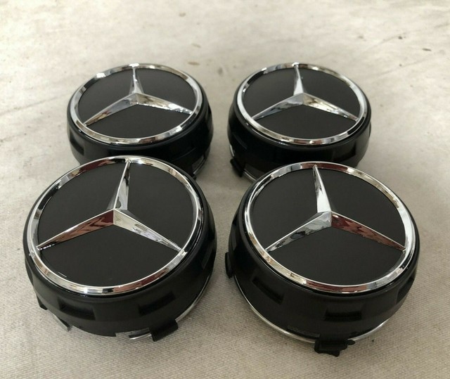 Set of 4 Genuine OEM Mercedes-Benz Black Center Caps A 171-400-01-25 ...