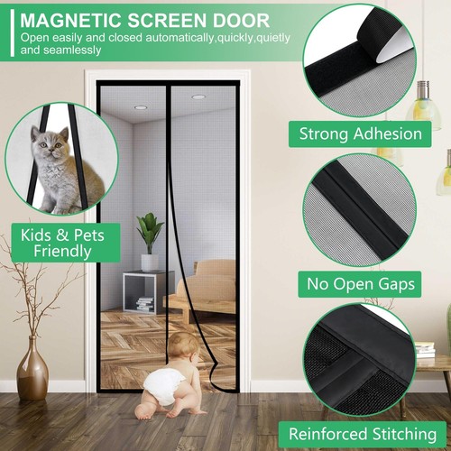 72x80 Inch Magnetic Sliding Door Screen Fiberglass Mesh Net Door Screen ...