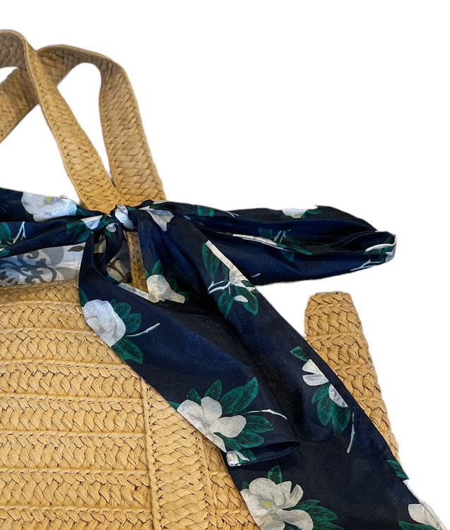 Draper James Everyday Straw Bag Tote Purse with Scarf Bow Nice 👍🏼 | eBay