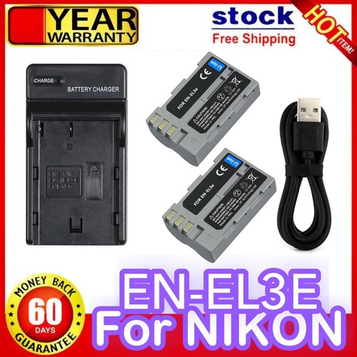 2xEN-EL3e ENEL3e Battery +Led Charger For Nikon D90 D200 D300S D700 D80 ...