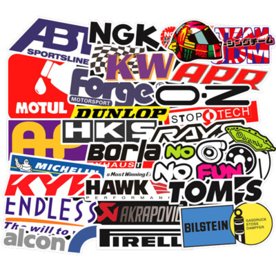 Automotive Sponsor JDM 100 Decals Stickers Pack V1 Racing Car Turbo ...