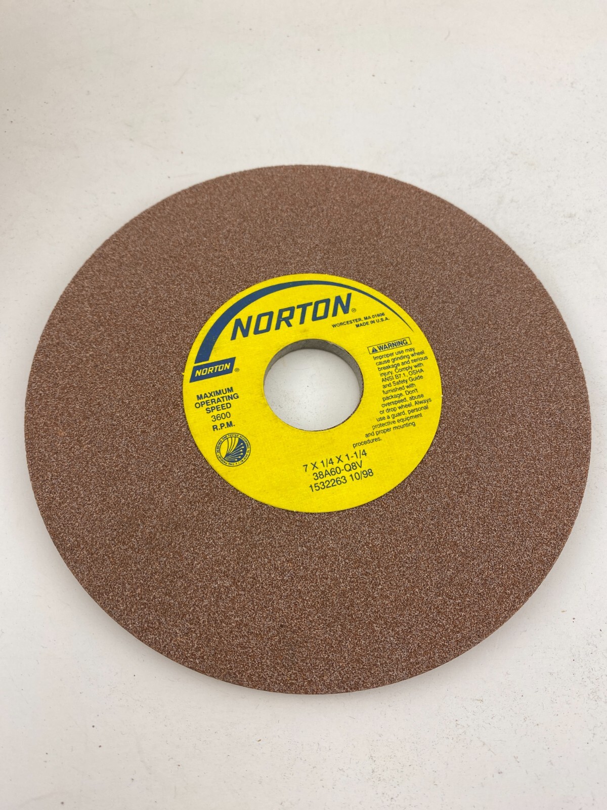 Norton 66252908615 Grinding Wheel 7" x 1/4" x 1-1/4 38A60-Q8V | eBay