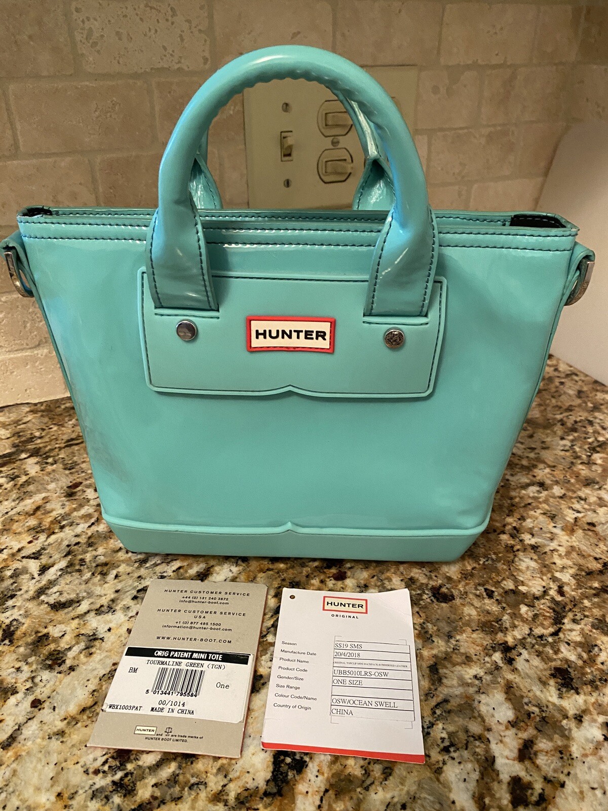 HUNTER ORIGINALS Mini Tote patent leather, Rubber Bo… - Gem