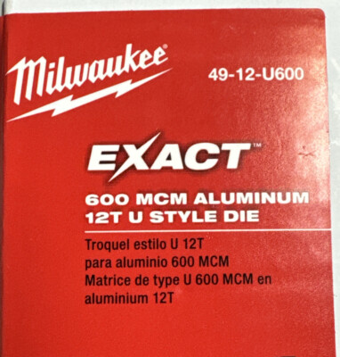 Milwaukee 600 MCM Aluminum Die 49-12-U600 12T U-Style Die | eBay