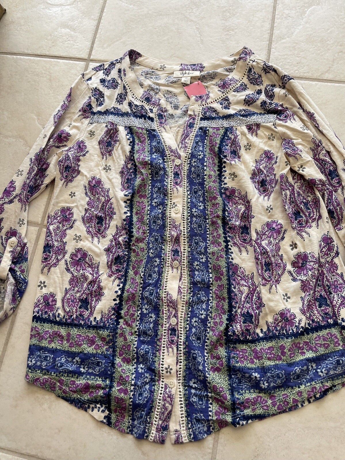 STYLE& Co UNIQUE EYELET LACE DESIGN BEAUTIFUL HIPPIE … - Gem