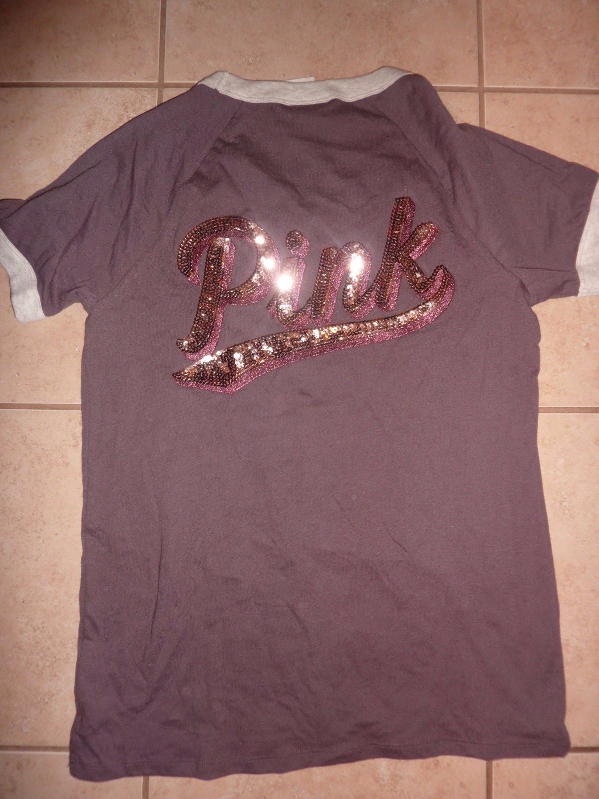 VICTORIAS SECRET PINK RARE BLING OMBRE CURSIVE "PINK" VNECK DOG ...