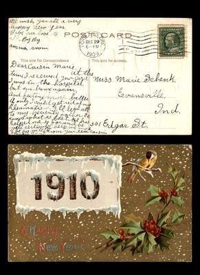 Mayfairstamps US 1909 Portland OR New Year Embossed Evansville IN ...
